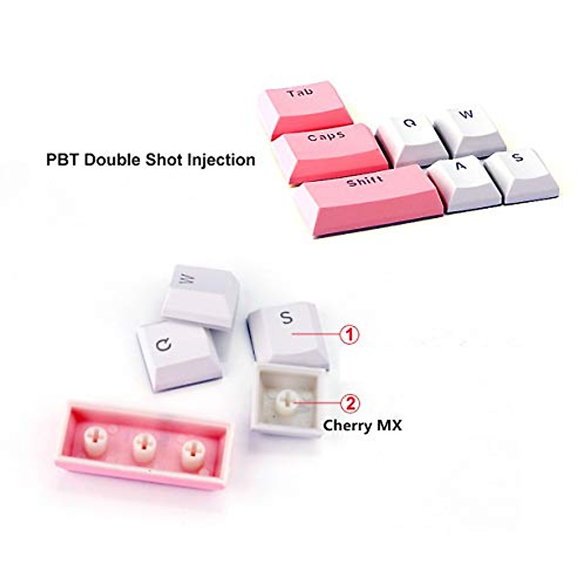 OEM Profile 104 Doubleshot PBT ANSI Layout Keycaps for Mechanical Keyboard,Key caps,Durable Translucent Backlit Key Compatible Gaming Keyboard keycaps for 61/87/104 Keyboards(Pink White Combo)