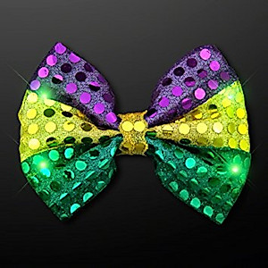 The Electric Mammoth LED Sequin Bow Ties - Light Up Flashing Mens Tie Party Fashion Accessory - 3 Light Modes (Purple Green Gold)