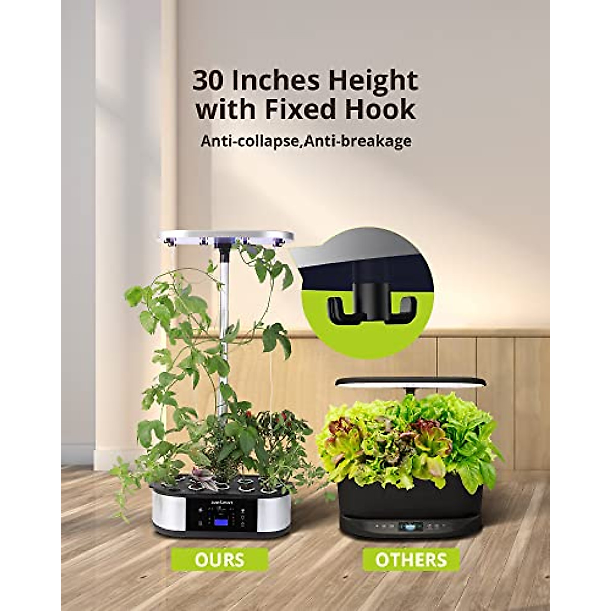WiFi 12 Pods Hydroponics Growing System with APP Controlled, JustSmart Indoor Garden Up to 30" with 48W 120 LED Grow Light, Silent Pump System, Automatic Timer for Home Kitchen Gardening, GS1 Max