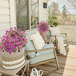 Tepaler Artificial Flowers 6 Bundles Outdoor UV Resistant Fake Flowers No Fade Faux Plastic Greenery Shrubs Home Garden Porch Window Box Decorating (Purple)