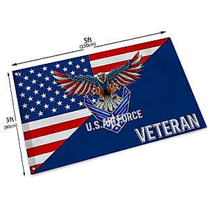 United States Air Force Eagle Veteran Flag with Brass Grommets,U.S.Patriotic Military Veteran Pride Outdoor Flags & Banner 3X5 Sign