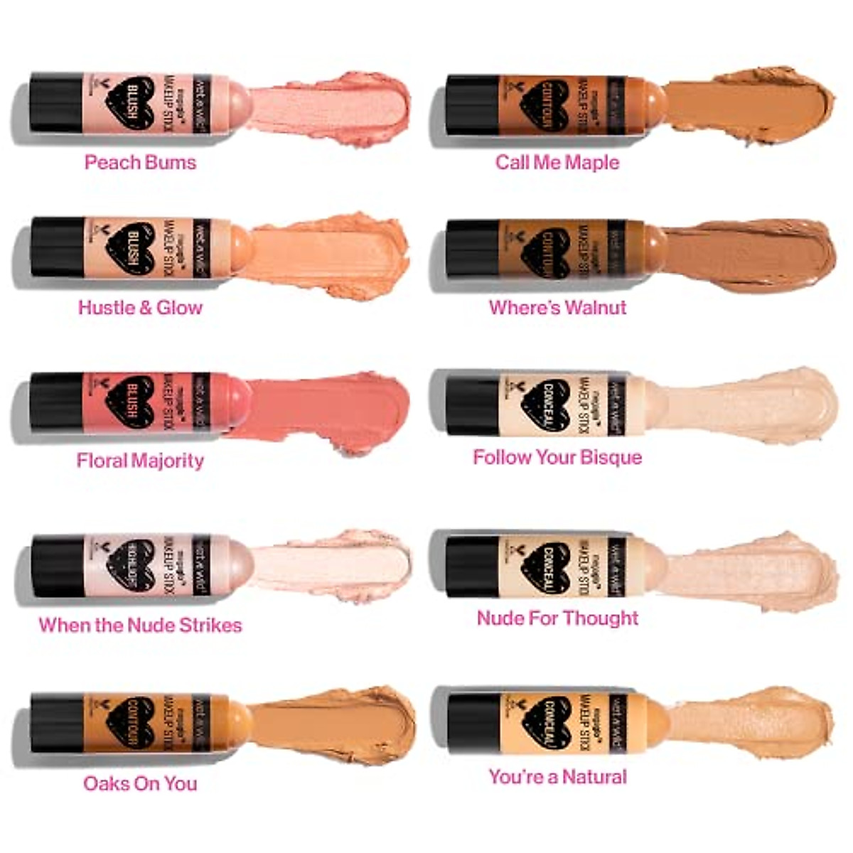 Wet n Wild MegaGlo Blush Stick Conceal & Contour, Hustle & Glow | Matte | Face Multistick Makeup Multistick | For Cheeks | Cream