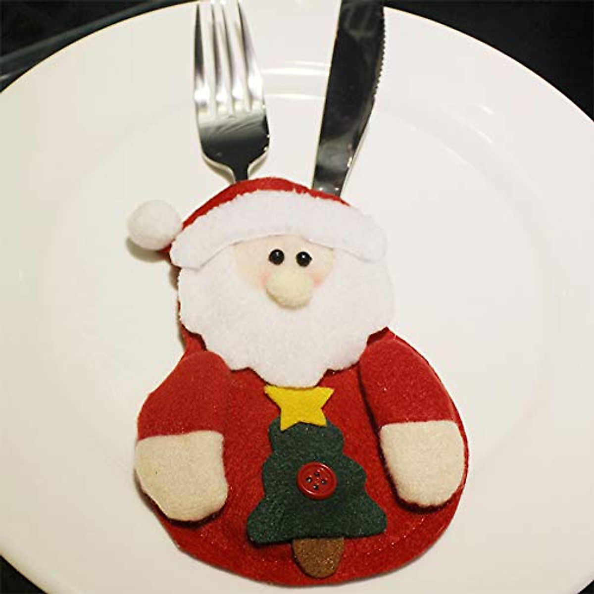 LERTREE 6PCS Christmas Fork Spoon Pocket Tableware Decoration Knife Fork Holder Table Dinner Decor