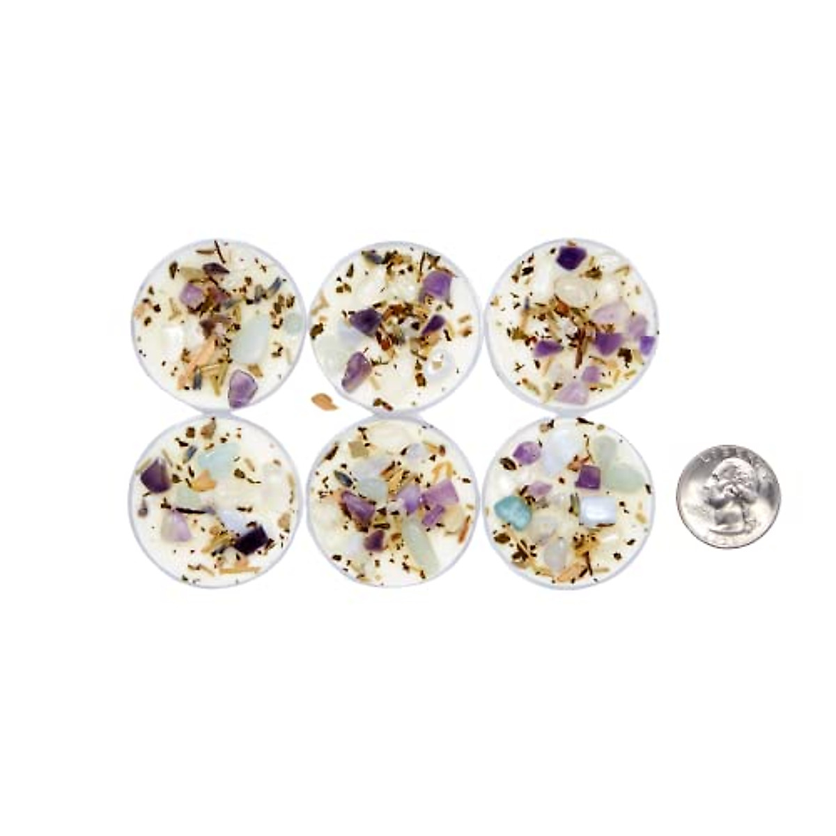 Peaceful Home Candle by New Moon Beginnings - Stress Relief Candle - Energy clearing - All Natural Essential Oil Soy Candle - Crystal Candles (Peaceful Home, 6 Pack Tealights)