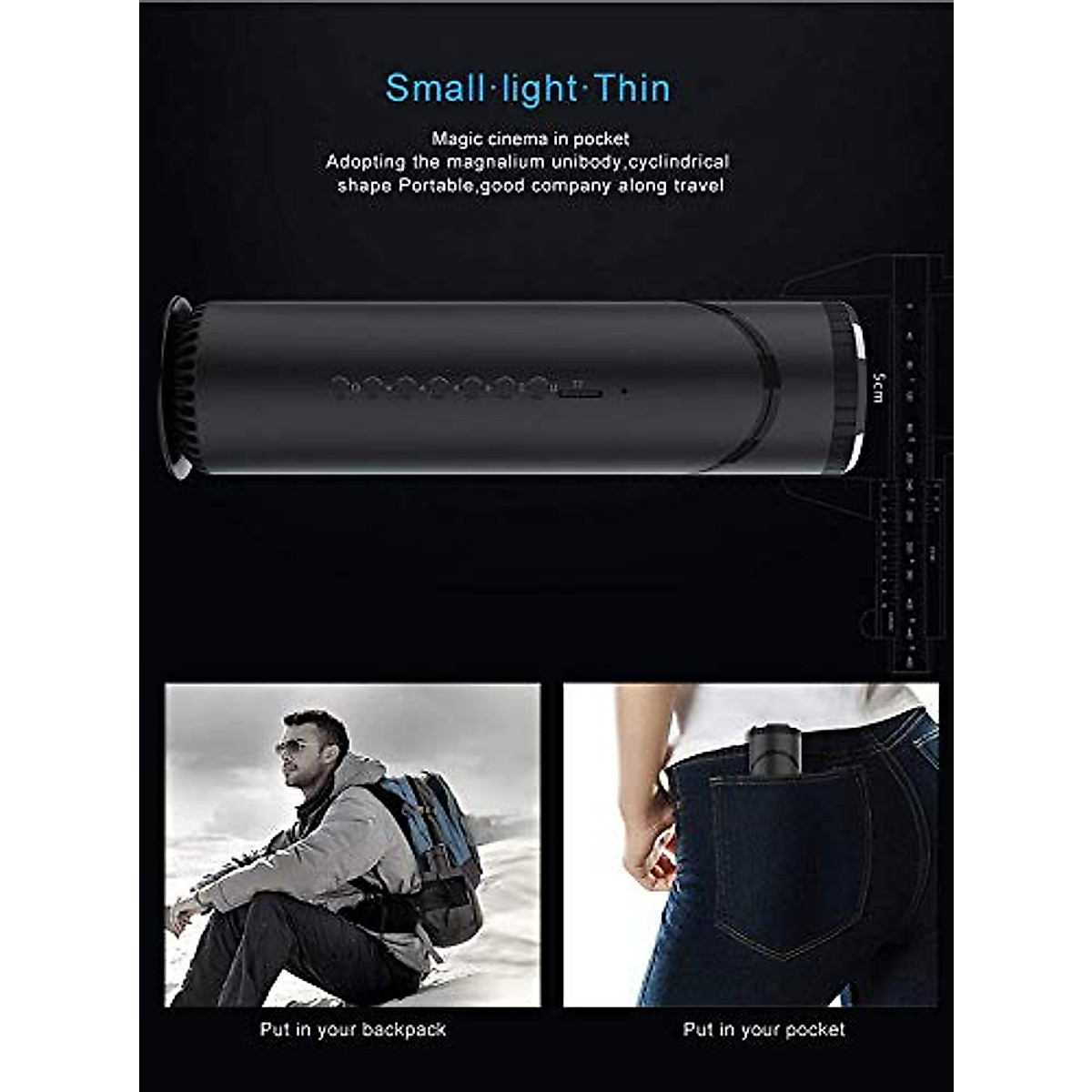 DROOS Mini Projector Portable,1080p Support, Hd Home Theater Projector, Projection Size 200, 6000 Mah Battery, Hdmi, USB, Sd, (projectors)