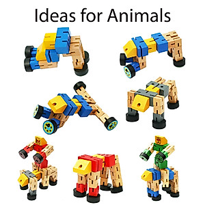 TOWO Wooden Transforming Vehicle Robot - Transfigures Toys for Travel Toys - Construction Toys Building Set - Wooden Transforming Toys 3 Year Old Boys Girls Holiday -Stocking Fillers Stuffers -Red