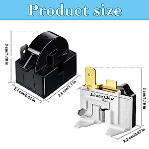 Mudder QP2-4.7 PTC Starter Relay 1 Pin Refrigerator Starter Relay and 6750C-0005P Overload Protector Compatible with LG Refrigerator Compressor, 2 Pieces in Total