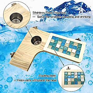 BNOSDM Wooden Hamster Cage Platform Set Wood Chinchilla Ledges and Platforms Rectangle L-Shaped Round Cage Accessories with Cooling Standing Board&Food Cup for Mouse Squirrel Gerbil Guinea Pig