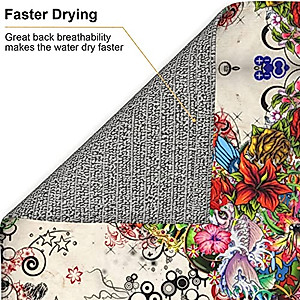 Love Heart Painting Printed Drying Mat For Kitchen Ultra Absorbent Microfiber Dishes Drainer Mats Non-Slip Silicone Quick Dry Pad - 18 X 16inch