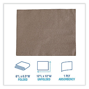 Boardwalk BWK8323K 13 in. x 10 in. 1-Ply 1/4-Fold Lunch Napkins - Kraft (500/Pack, 12 Packs/Carton)