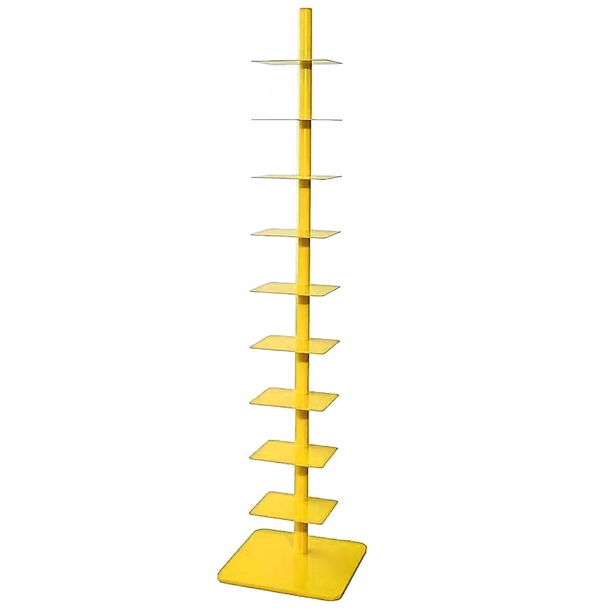 YCHMYYXGS 9 Tier Spine Bookshelf, Rotating Bookshelf, Height-Adjustable Rotating Vertical Spine Book Tower, for Living Room, Bedroom, Study Room, Home Theater, etc (Yellow)