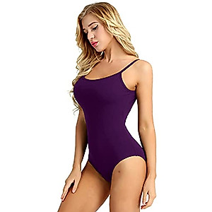 Hansber Women's Sleeveless Ballet Dance Leotards Gymnastics One Piece Athletic Bodysuit Tops Dancewear Swimwear Purple Small