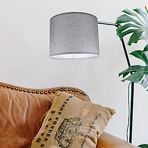 NOLITOY Drum Lampshade for Table Lamps Floor Lamp, 12.9 x 12.9 x 10 inch Linen Lamp Shade Medium Fabric Lamp Cover Handcraft Lampshade Replacement Grey