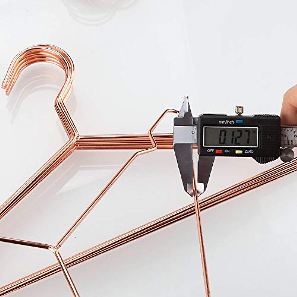 CertBuy 30 Pack Strong Metal Hanger 16.5 Inch, Metal Wire Clothes Hangers Coat Hanger Standard Hangers with Anti-Slip Grooves for Everyday Use, Rose Gold