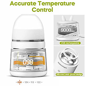 Mamatepe 2-in-1 Portable Bottle Warmer for Travel, Baby Milk Warmer on The go, Baby Brew Bottle Warmer for Breastmilk, Formula, Water, USB Rechargeable 4 Temperature Setting (Not Include Adapters)