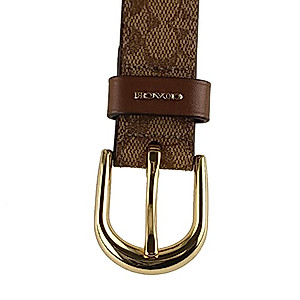Coach Classic Belt In Signature Canvas (M, Khaki/Saddle/Gold)