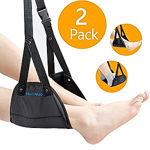 HUANUO 2 Pack Airplane Footrest with Premium Memory Foam，Airplane Travel Accessories，Portable Travel Foot Hammock for Airplane Trian Home Office to Relax Your Feet