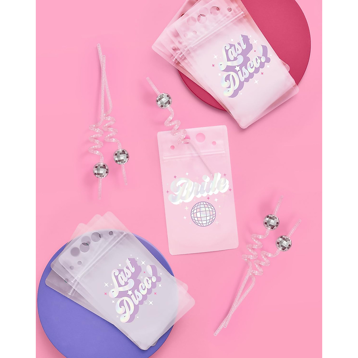 xo, Fetti Bachelorette Party Last Disco Drink Pouches - 15 count | Disco Bach Party Drinkware, Groovy Bridal Shower Party Cups, Bridesmaid Favor, Bride to Be Gift, 70's Dancing Queen Supplies