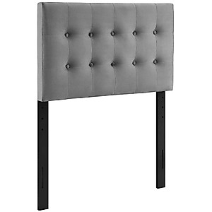 Modway Emily Twin Biscuit Tufted Performance Velvet Headboard, Gray