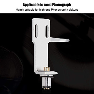Phono Headshell, High-end Turntable Phonograph Player Cartridge Record Player Mount Kit Includes 4 Cables and 2 Pairs of Screws,Aluminum Alloy(Silver)