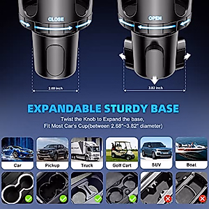 Cup Holder Phone Mount, FONKEN 2 in 1 Cup Car Phone Holder for Car [Stable & Adjustable] Goosenecks Car Cup Holder Expander with Cell Phone Holder 360° Rotation Phone Cup Holder for Car Fit All phones