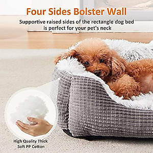 MIXJOY Small Dog Bed for Small Medium Large Dogs, Calming Cat Beds for Indoor Cats and Puppy, Washable Rectangle Orthopedic Dog Sofa Bed, Soft Plush Pet Bed with Anti-Slip Bottom (20''x 19''x 6'')