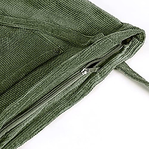 Etercycle Corduroy Tote Bag, Casual Shoulder Bag for Women Big Capacity shopping Handbags Work Tote Bag with Zipper Pockets (Green)