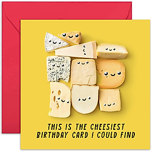 Old English Co. Funny Cheesy Birthday Card for Him and Her - Witty Birthday Card with Hilarious Cheese Pun for Men Women – Funny Anniversary Card for Her or Him | Blank Inside with Envelope