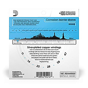D'Addario Silk & Steel Acoustic Guitar Strings - EJ40-6 String - Warm, Mellow Tone - Light, 11-47
