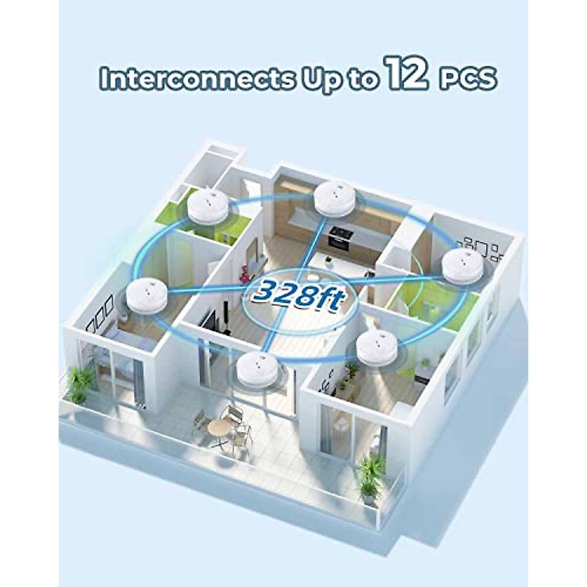 SITERWELL Hardwired Interconnected Smoke Detector, Photoelectric Smoke Alarm with 9V Backup Battery, Fire Alarm with Test/Silence Button, GS517, 4 Packs