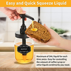 Watsango 2 Packs Mason Jar Syrup Dispenser, Coffee Syrup Dispenser for Regular Mouth Mason Jar, Food Grade Rustproof Plastic Pump for Syrup, Honey, Liquid Condiments, Ketchup, Coffee Syrup and More