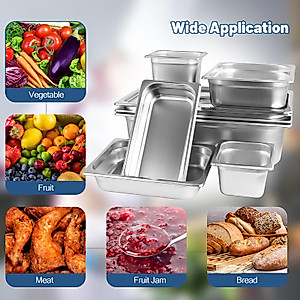 Restlrious Hotel Pan 1/6 Size Stainless Steel Steam Table Pan w/Notched Lid, 4" Deep Chafer Food Pan, 6 Pack Stackable Anti-Jam Steam Pan for Hotel, Restaurant Supplies, Party, Buffet & Event Catering