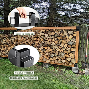 TFMUZERT Firewood Rack Outdoor Heavy Steel Stable Storage Holder Fit 2x4 Perfect for Outside Backyard Fire Pits Adjustable to Any Length