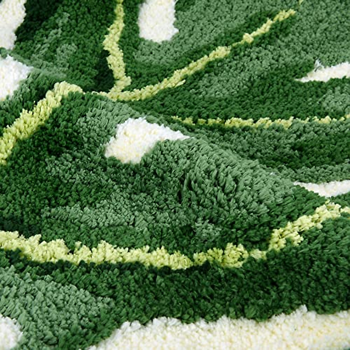 stitchworn Monstera Leaf Area Rug 3.3x2.2ft Tufted Washable Bath Mat Home Décor for Bedroom Bathroom Office Floor Plant Room