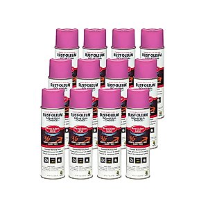 Rust-Oleum Industrial Choice 1868838-12PK Inverted Water-Based Marking Spray Paint, 17 Oz, Safety Purple, 12 Pack