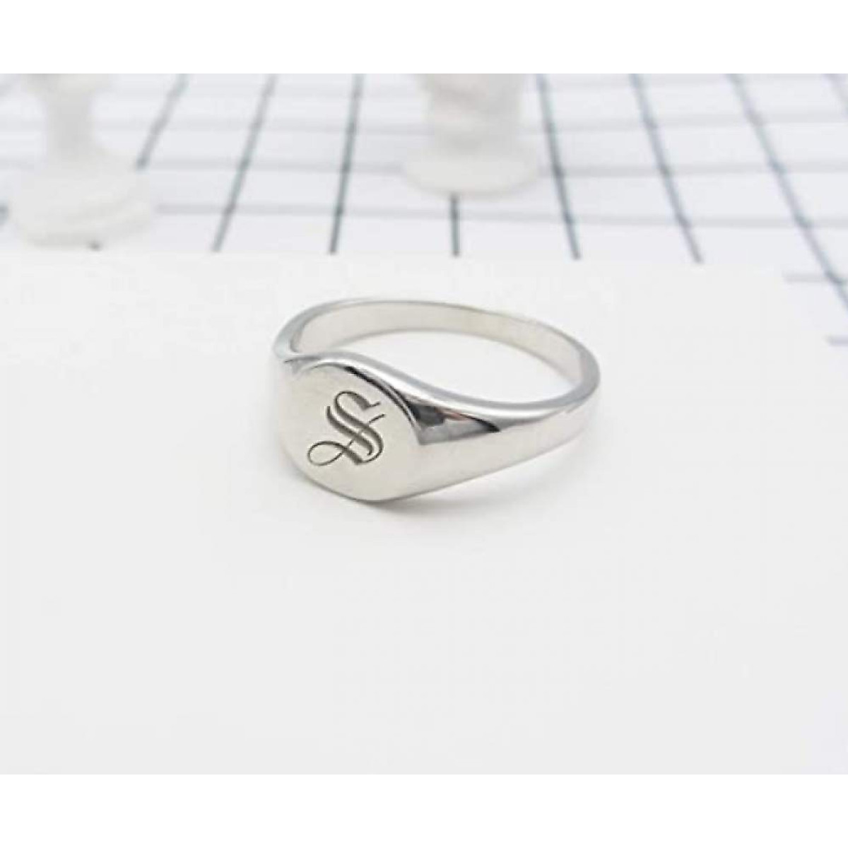 SHAREMORE Customized Signet Ring Engravable Sterling Silver Rings Personalized Monogram Jewelry for Girls Men Women Customize Initial Letter Custom 3 Letters