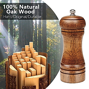 Gulex® Wood Pepper Grinder Pepper Mill, Adjustable Coarseness 5.5 Inches Retro Style Wooden Peppermill, Ceramic Grinding Mechanism Salt Mill Refillable