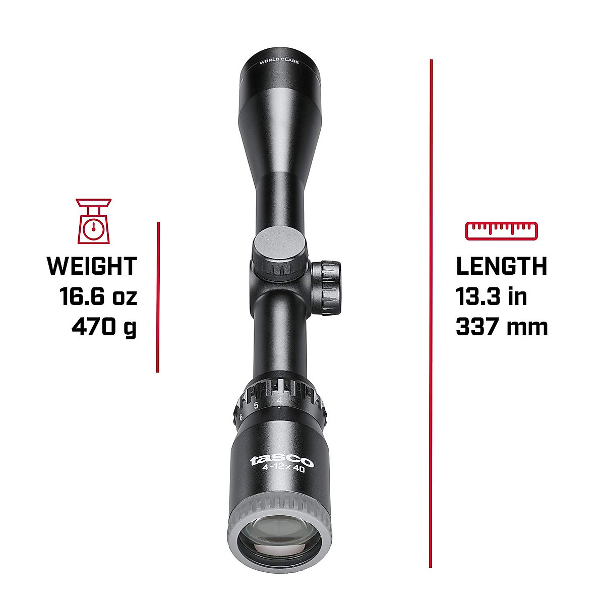 TASCO World Class 4-12x40 30/30 Duplex W/Rings RIFLESCOPE
