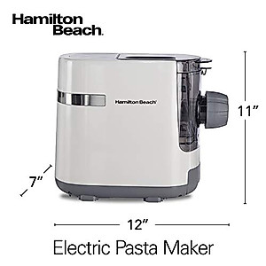 Hamilton Beach Electric Pasta Maker & Noodle Machine with 7 Molds for Spaghetti & Fettucine and More, Makes 2-3 Servings in 15 Minutes, White (86650)