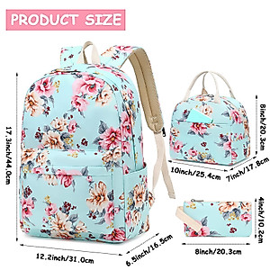 Bluboon School Backpack Set Girls Womens Laptop Bookbag Casual Daypack Fits 15 inch Laptop with Lunch Tote Bag and Pencil Bag