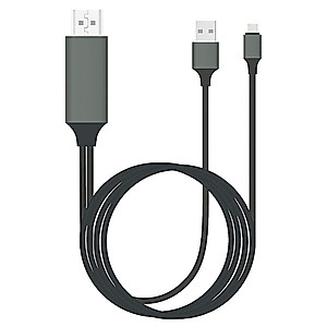 Powered USB-C 4k HDMI Cable Compatible with Samsung SM-A716V Plus USB Charging at Max 2160p@60Hz, 6Ft/2M Cable [Gray, Thunderbolt 3]
