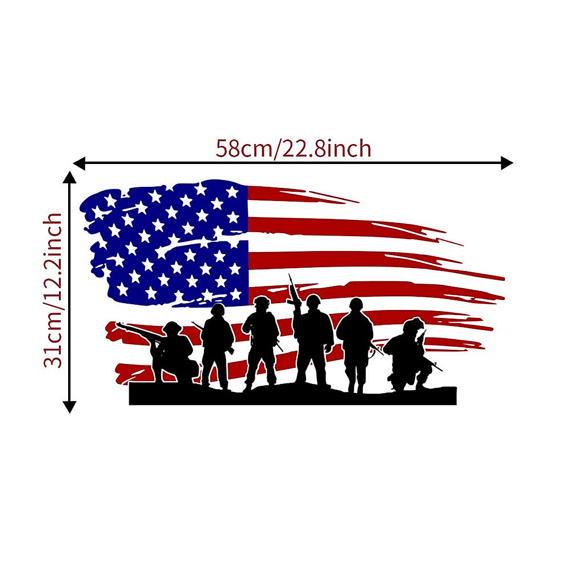Amaonm Removable Vinyl American Flag and Soldier Wall Decal USA Flag Wall Stickers Peel Stick Art Decor for Classroom Kids Bedroom Teens Nursery Living Room Playroom Offices Wall Decoration (Flag)