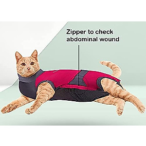 MAXX Cat Post Surgery Suit – Breathable Cat Onesie Surgical Recovery Suit for Wounds – E-Collar Alternative (Pink Grey, XS)