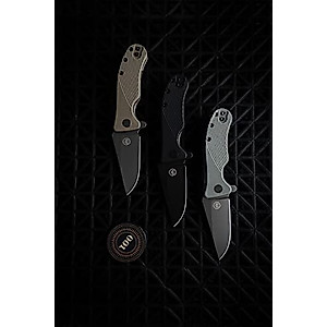Off-Grid Knives - Baby Rhino Blackout, Legal Carry EDC Compact Folding Knife w. Sandvik 14C28N Blade Steel, G10 Scales, Deep Carry Left and Right Hand, Built Like A Tank