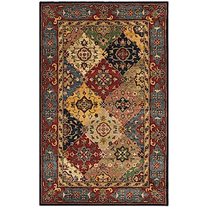 SAFAVIEH Heritage Collection Accent Rug - 4' x 6', Red & Multi, Handmade Traditional Oriental Wool, Ideal for High Traffic Areas in Entryway, Living Room, Bedroom (HG926A)