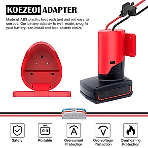 KOEZEOI 2 Packs Power Wheel Adapter for Milwaukee M12 Battery Adapter 12V Power Wheel Battery Conversion Kit with Fuse & Switch & Wire Terminals 12AWG Wire for DIY Ride On Truck and Rc Toys