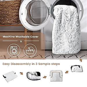 blunique Calming Dog Couch Bed for Large Dog, 41 x 37 inch Waterproof Memory Foam Dog Bed for Couch, Durable Fluffy Fuzzy Dog Bed Mats with Washable Removable Cover Protector for Sofa, Bedside - Grey