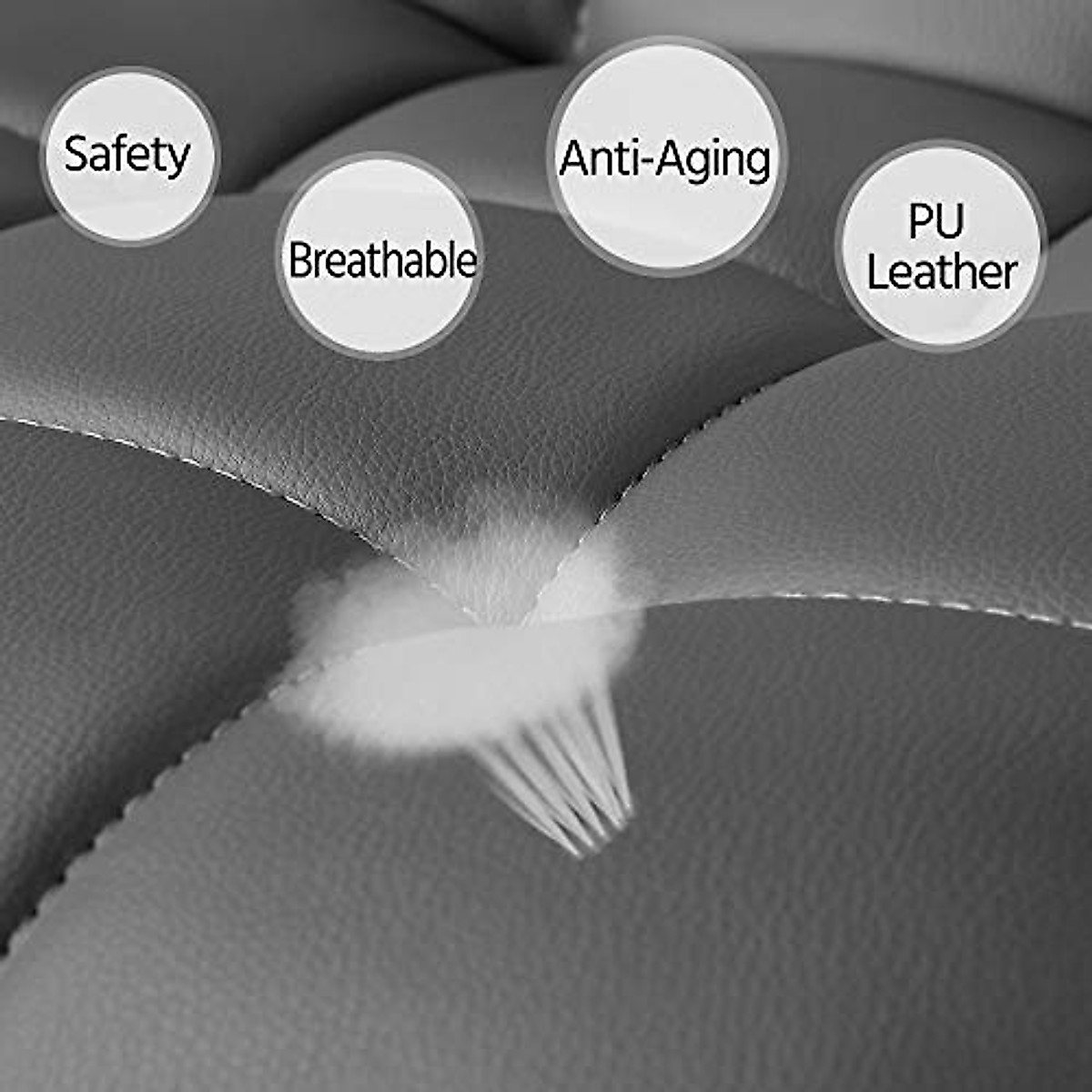 Yaheetech PU Leather Office Chair Mid-Back Task Ergonmic Chair with Swivel Wheels Height Adjustable, Grey