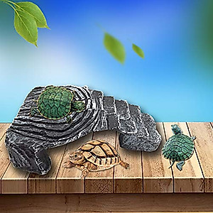 RONYOUNG Habitat Basking Rock for Turtles Large Basking Platform Ramp Big Tank Decor Accessories Turtle Shelf Landing Dock for Aquarium
