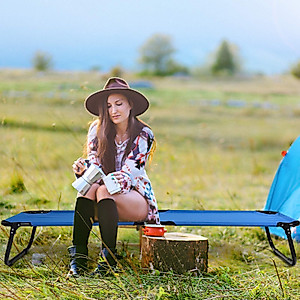 GYMAX Camping Cot, 330 LBS Folding Cot for Sleeping, Easy Set Up Cot Bed for Adults, Indoor &Outdoor Travel Adventure Picnic Hiking Cot for Patio Yard Home Office (Blue)